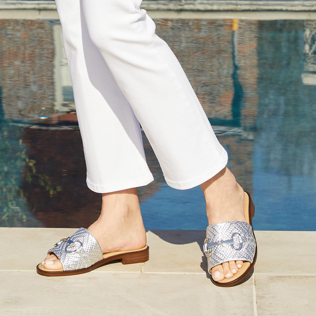 Bardot: Silver Weave - Comfortable Sliders for Women | Sole Bliss ...