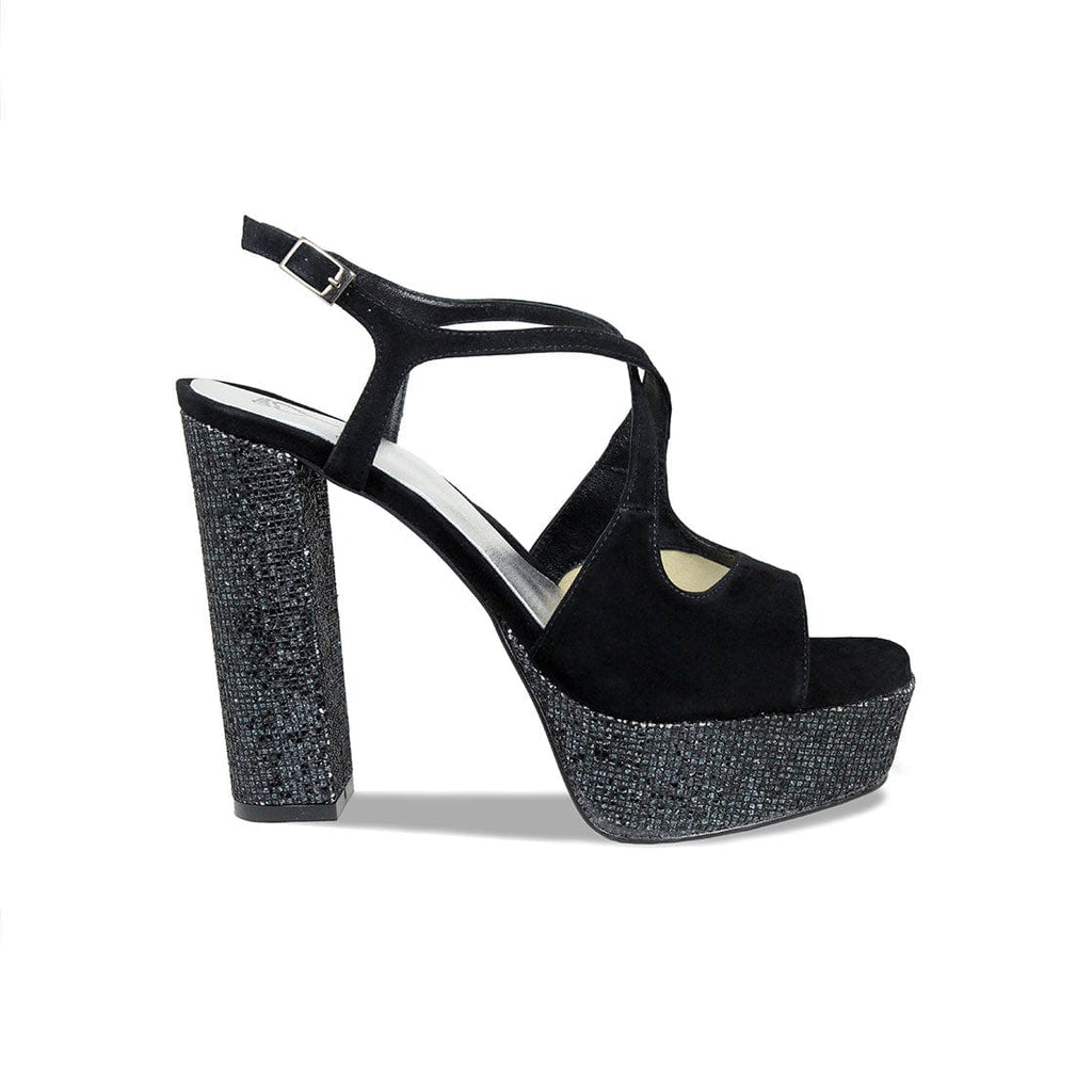 Royalty: Black Suede & Glitter - Elizabeth Stewart Heels | Sole Bliss USA