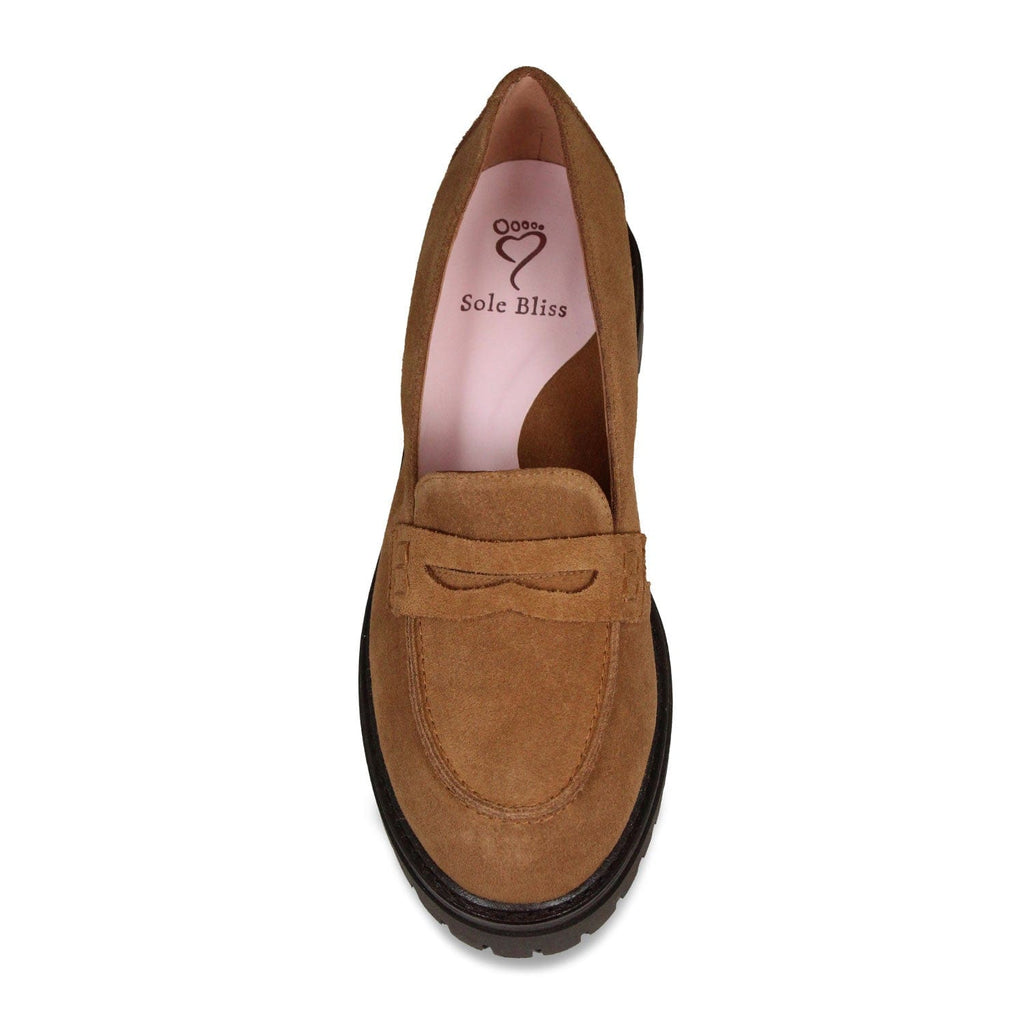 Talent: Tan Suede - Suede Platform Loafers For Women | Sole Bliss ...