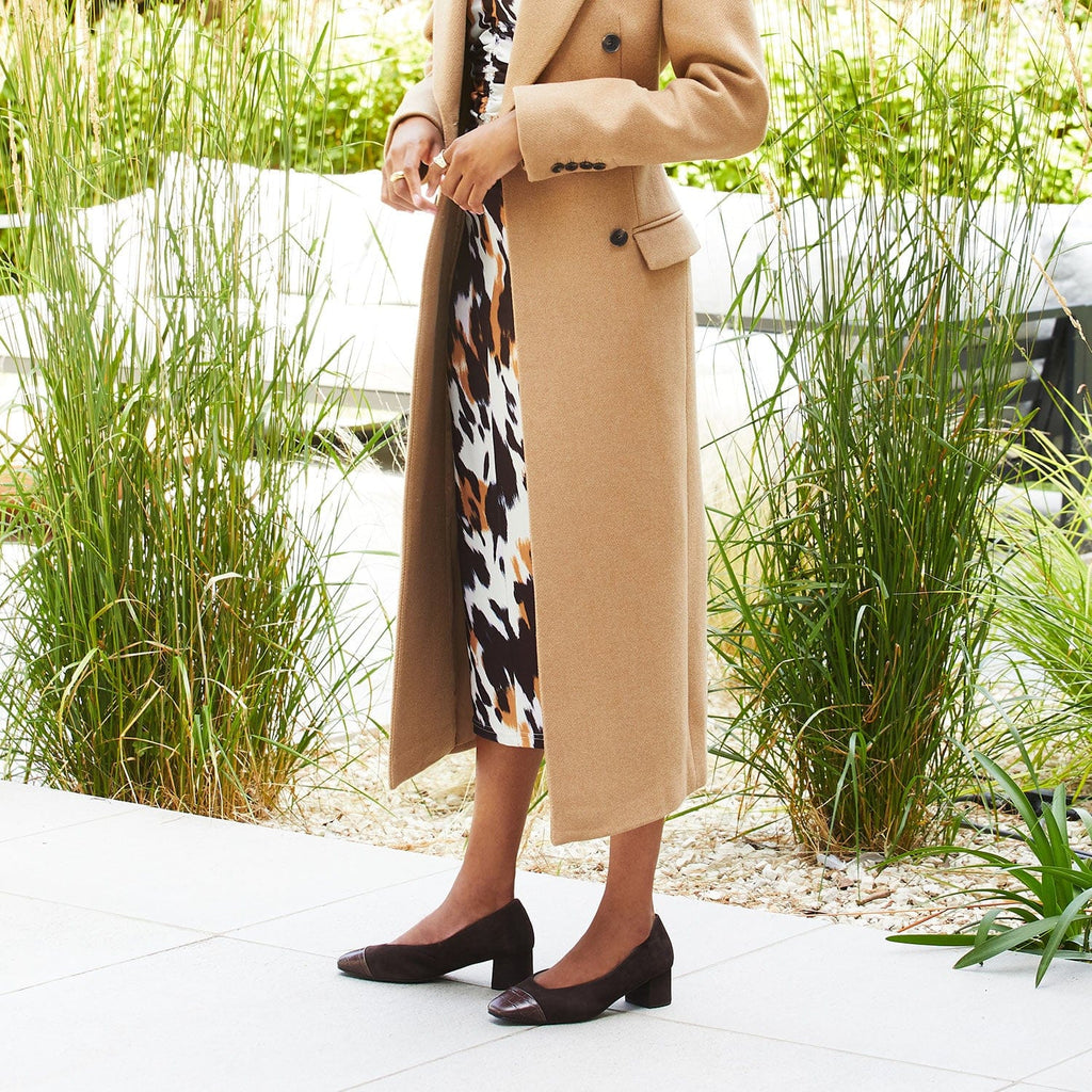 Valencia: Brown Suede & Croc - Sophisticated Block Heels | Sole Bliss ...